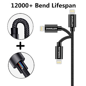 sharllen iPhone Cable MFi Certified Lightning Charger 5Pack 6FT Nylon Braided iPhone Charging Cord Fast W 6Feet USB 6Foot iPhone Data Wire Compatible iPhone12/11 Pro/XS/XR/X/8/7/6/iPad/iPod/IOS Black