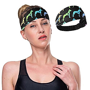Unisex Workout Headbands Great-dane-Heart-Love Elastic Yoga Sweatband Stretchy Sports Hairband