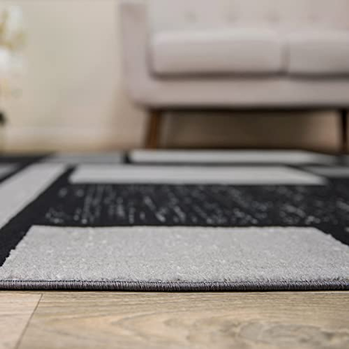 Rugshop Contemporary Modern Boxes Design Soft Area Rug 9' x 12' Gray