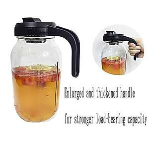 yagyu 2-piece set of wide mouth Mason jar with handle, reusable leak proof seal, protein powder plastic cap, Mason jar 86mm cold extraction cap (bottle not included) (Black Blue Orange)