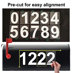 Mailbox Numbers for Outside, 50 Pcs Reflective Number Stickers with Sticky Tab for Easy Backing Separation, Pre-cut for Effortless Align, Strong Self Adhesive Vinyl Address Numbers for Houses (3 inch)