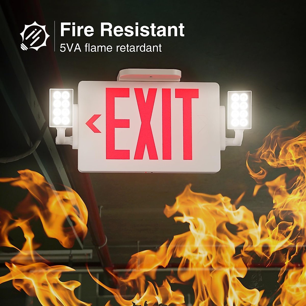 FREELICHT 6 Pack LED Double-Sided Exit Sign with Emergency Lights,Adjustable LED Emergency Exit Lights with Battery Backup，Exit Sign for Business，Hard Wired，UL Certified，AC 120/277V，