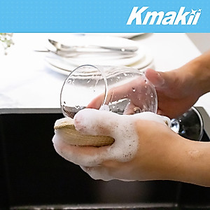 KMAKII Bamboo Kitchen Sponges Dish Sponges Natural Cleaning Sponges Beige 6 Pack