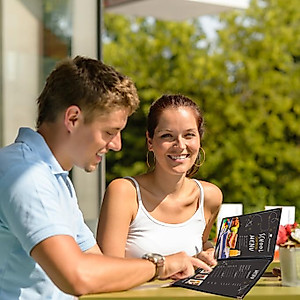 Menu Covers 8.5 x 11 Inch Restaurant Menu-Holder - 2PCS 4 Page 8 View Transparent Menu Sleeve,Fits A4 Size Paper for Restaurant Menu Home Shool Office Daily (Black)