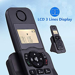 dsfen Expandable Cordless Phone Telephone with LCD Display Caller ID 50 Phone Book Memories Hands-Free Calls Conference Call 16 Languages Support 5 Handsets Connection for Office Business Home