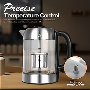 Davivy Electric Kettle Temperature Control With Tea Infuser, Keep Warm +4 Variable Presets Electric Tea Kettle, 1500W Smart Water Boiler with Dry-Boil Protection,1.7L (Borosilicate Glass)