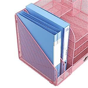 JAFUSI Mesh Desk Organizer with File Holder Magazine Holder,5-Tier Paper Letter Tray Organizer with Pen Holder,Desktop File Organizer with Drawer,10 Sections Suit for Home School Office Supplies