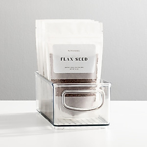 mDesign Plastic Stackable Small Organizing Bin Kitchen Pantry Cabinet, Refrigerator, Freezer Food Organization Storage Bins with Handles, Drawer Container Organizer for Yogurt, Pouches, 4 Pack - Clear