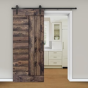 Sliding Barn Door 36 in x 84 in, Made-in-USA, Customizable Solid Wood Barn Door Included 6.25ft Hardware Kit and Pull Handle, Easy Assembly Dark Brown, Rosaic Series