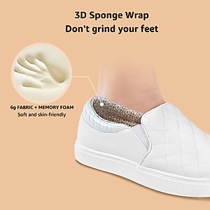 STQ White Sneakers for Women Slip On Tennis Shoes Comfortable Lightweight Nursing Shoes Fashion Sneakers for Teacher White Floral Size 8.5