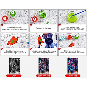 TUMOVO DIY Paint by Number for Adults, Black Couple Paint by Numbers for Adults Beginner, Abstract African American King and Queen Paint by Numbers, with 3 Brushes and Acrylic Pigment 16x20 Inches