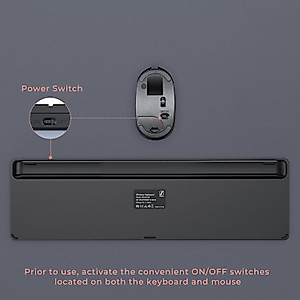 seenda Rechargeable Wireless Keyboard Mouse Combo Full Size Cordless Keyboard & Mouse Sets with Build-in Lithium Battery Ultra Thin Quiet Keyboard Mice (Rose Gold & Black)