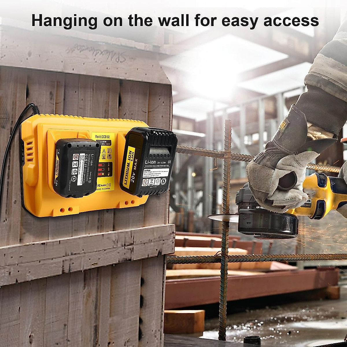 TeenPower 12/20V Max Battery Charger Replacement for Dewalt DCB102 Compatible with 12V 20V Max Lithium Battery DCB124 DCB203 DCB204 DCB606, 2-Port Simultaneous Charging