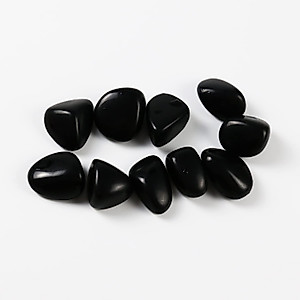 Tumbled Polished Natural Black Obsidian Stones, Crystals and Healing Stones Quartz Bulk for Wicca, Reiki, Healing Energy, Chakra Stones, Witchcraft Supplies(10Pcs)