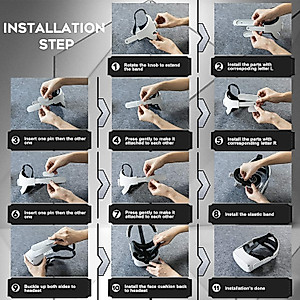 Seltureone Head Strap Compatible for Quest 2, Adjustable Comfortable Strap with Head Cushion, Reduce Pressure for Quest 2 Headset, with VR Lens Protect Cover Dust Proof Cover, Gray White