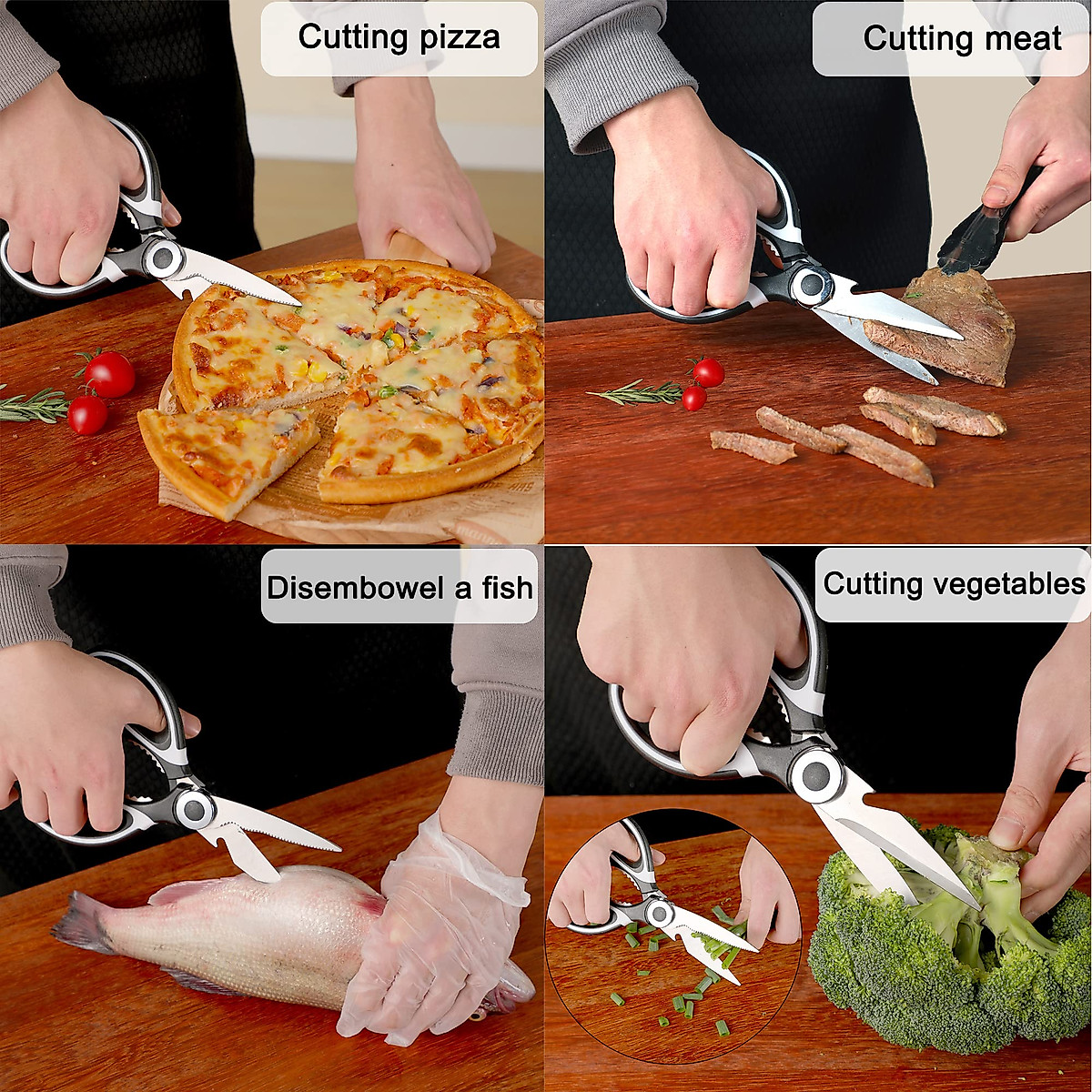 OMDAR Kitchen Scissors 3 Pack - Lifetime Replacement Warranty - Heavy Duty Stainless Steel Cooking Shears for Cutting Meat, Food, Fish, Poultry Multipurpose Sharp Sissors for Dishwasher Safe