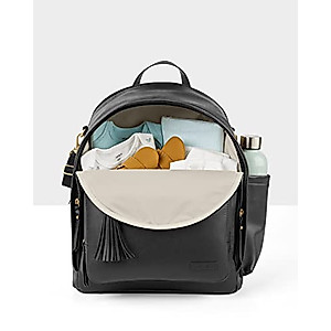 Skip Hop Diaper Bag Backpack: Greenwich Multi-Function Baby Travel Bag with Changing Pad and Stroller Straps, Vegan Leather, Black (Discontinued by Manufacturer)