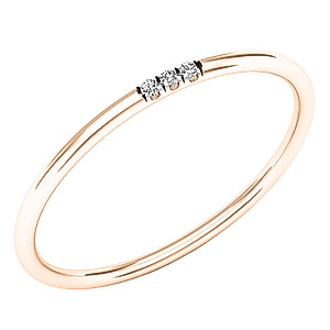 Dazzlingrock Collection 0.02 Carat (ctw) Round White Diamond 3 Stone Ring for Women in 10K Rose Gold Size 6.5