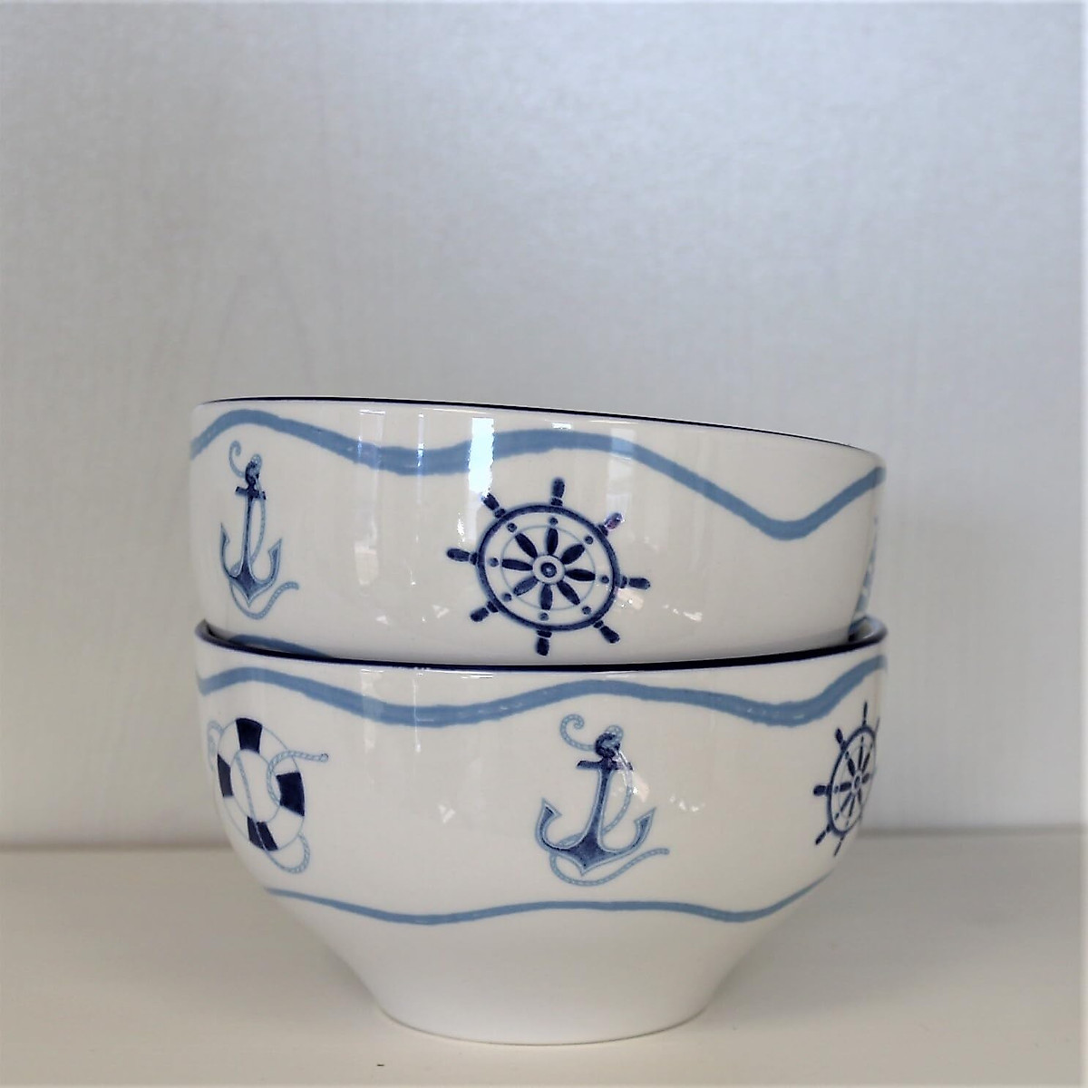 EuroCeramica 4 Piece Assorted Ahoy Cereal Bowls, Multicolor