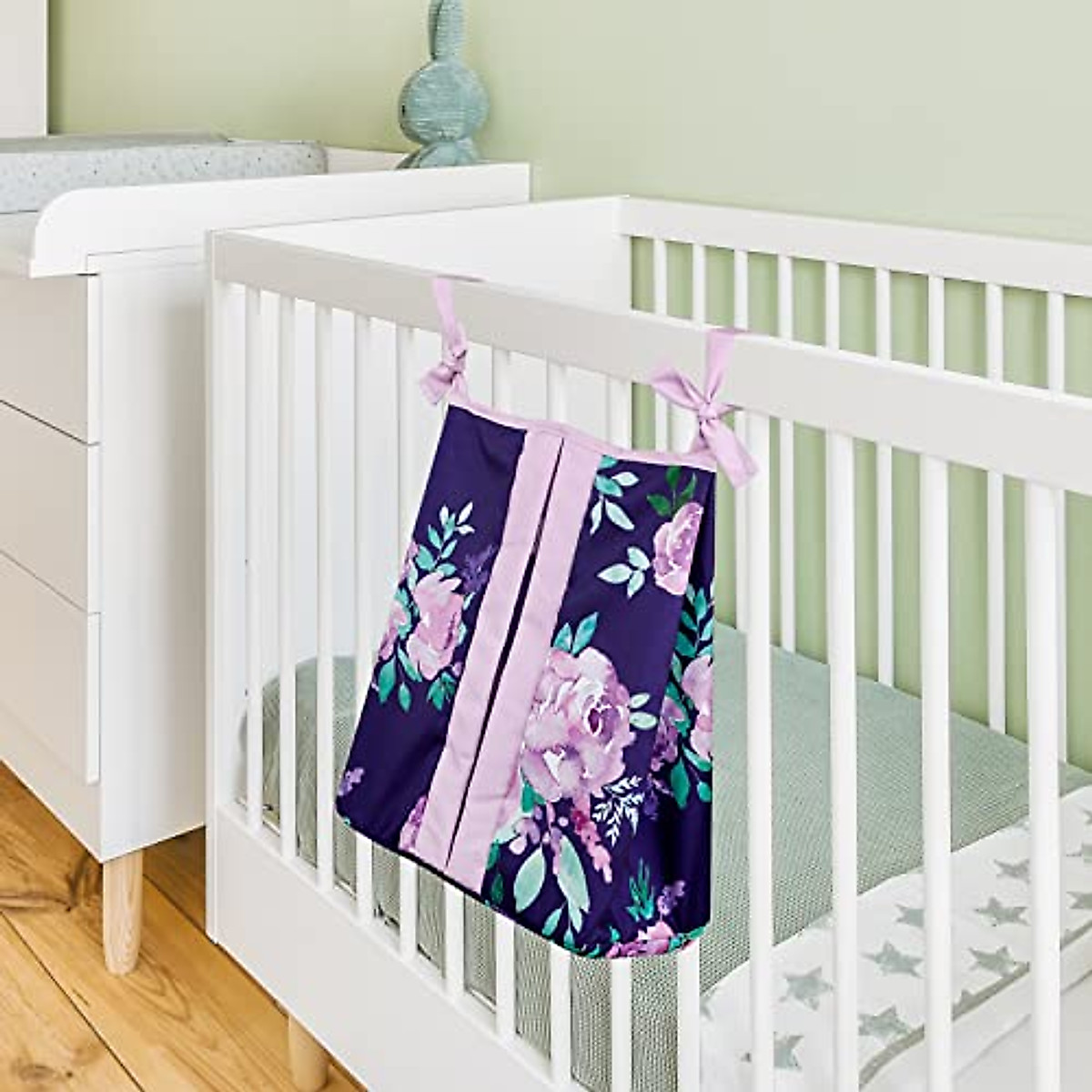 TANOFAR Diaper Organizer Girls, 2pcs Diaper Stacker, Caddy Organizer Easy Access & Dustproof Diaper Bag Portable Hand, Purple Flower