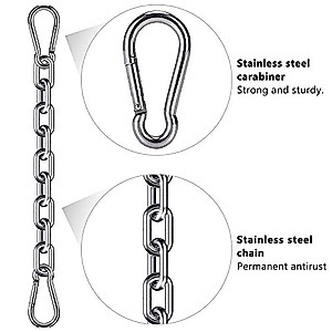 WAREMAID 2 Boxing Punching Bag Chain and 4 Carabiners, Stainless Steel Heavy Duty Hanging Chair Chain Kit Hammock Chair Hardware for Indoor Outdoor Playground Swing Set, Hanging Heavy Bag, 1000 LB