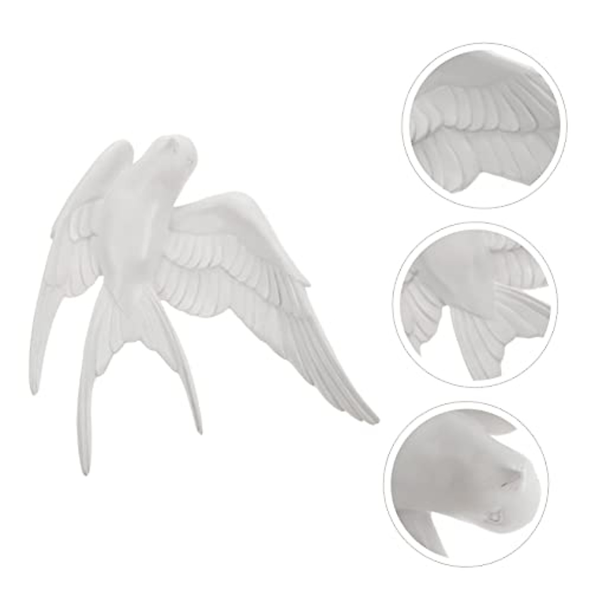 Metal White Sparrow Wall Decor: Large Flying Bird Wall Art Swallow Wall Mount Hanging Figurine 3D Aninal Sculptures for Garden Home Bedroom Living Room