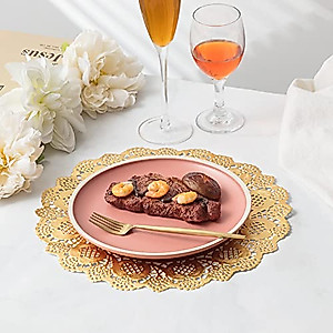 200 Pcs Gold Paper Doilies for Tables Set Lace Round Paper Placemats Decorative Disposable Placemats Doily Paper Pad for Dinner Plates Cake Dessert Crafts Wedding Tableware Party Decor (12 Inch)