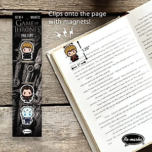 Re-marks “Game of Thrones” Character Bookmarks, Magnetic Page Clips, 2 Sets of 4 Page Clips, 8 Clips Total