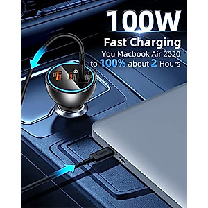160W USB C Car Charger, Baseus PD3.0 QC5.0 PPS 45W 3 Ports Super Fast Charging Type C Car Phone Charger Adapter for iPhone 14 13 12 11 Pro Max Samsung Galaxy S22/S21 Ultra/Tab S8 iPad MacBook Laptop
