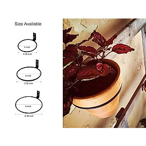 TQVAI 6 inch Flower Pot Holder, Wall Planter Ring Hanger, Wall Mounted Pot Hook Bracket, 3 Pack, Black