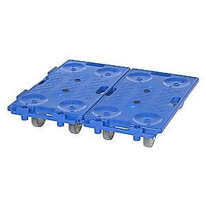 Vestil PCS-1626 Plastic Interlocking Dolly with Polypropylene Caster, 250 lbs Capacity, 16” Width x 26” Length x 6-1/2” Height , Deck Height