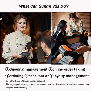 IWIRA Sunmi V2 POS Terminal with Receipt Printer, Speaker, Camera and Barcode Scanner All in One Handheld PDA Printer, Android 7.1 System, Support 4G, WiFi and Bluetooth, Orange, Black