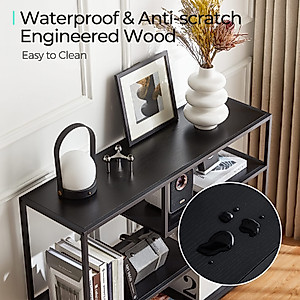 LINSY HOME Console Table, 4-Tier Sofa Tables for Entryway, Narrow Tables with Open Storage Shelves, 39.3” Console Tables for Entryway, Hallway, Sofa, Couch, Living Room, Bar, Kitchen, Black