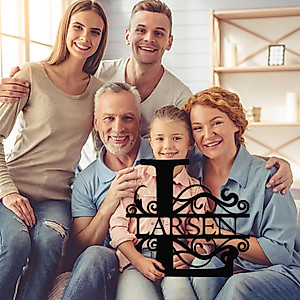 Last Name Signs for Home - Custom Family Name Sign & Personalized Metal Name Sign - Monogram Sign for Indoor or Outdoor Home & Wall Decor, Cabin, Baby Room - Housewarming & Wedding Gifts - House Decor