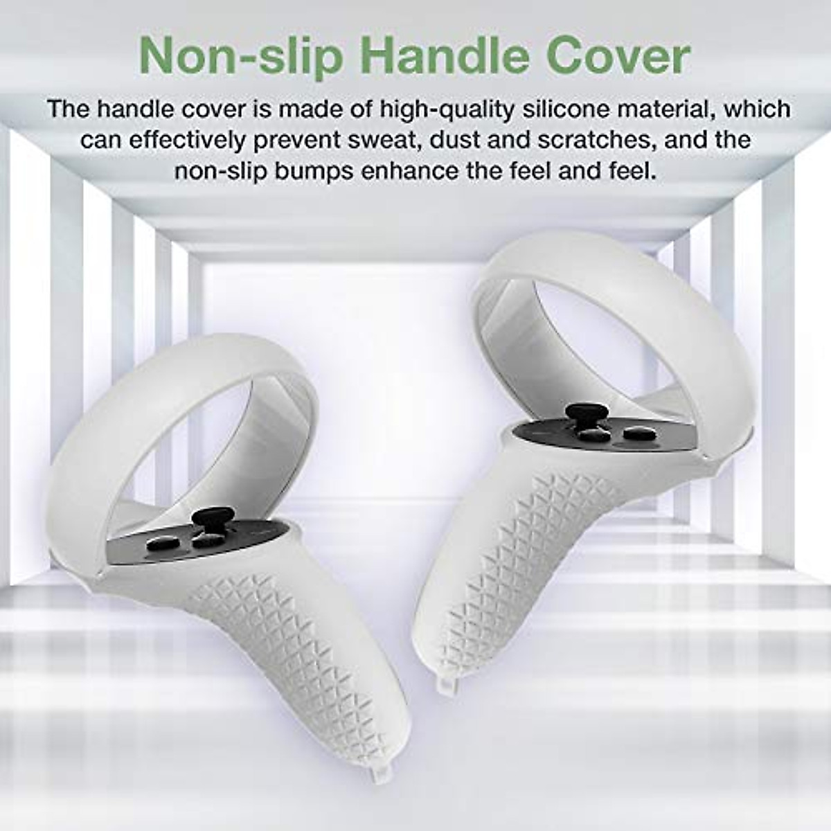 Cover Set for Oculus Quest 2,Touch Controller Grip Cover,Quest Lens Cover,Lens Protect Cover for Oculus Quest 2,Anti-Throw Sweatproof Handle Protective Sleeve (White)