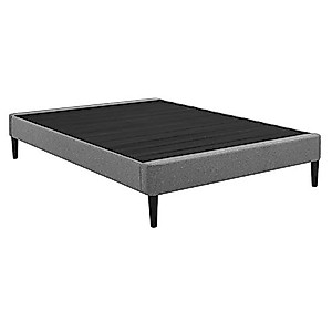 Classic Brands Palmetto Upholstered Platform Bed Frame/Mattress Foundation/Wood Slat Support/No Box Spring Needed, Light Grey, Full
