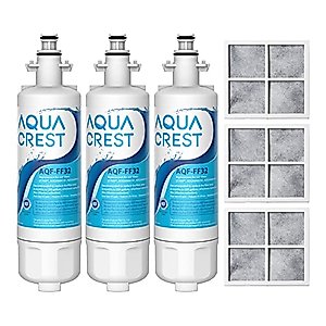 AQUA CREST 469690 ADQ36006101 Refrigerator Water Filter and Air Filter, Replacement for LG® LT700P®, Kenmore® 9690, 46-9690, ADQ36006102 and LT120F®, Pack of 3