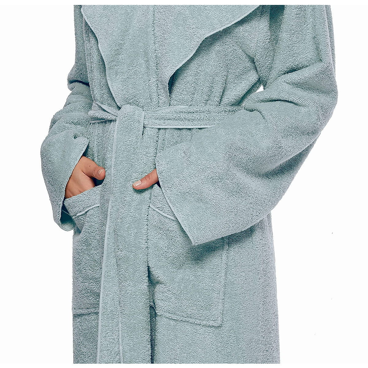 Arus Women's Princess Robe Ankle Long Hooded Lightweight Turkish Cotton Bathrobe Seafoam X-Large