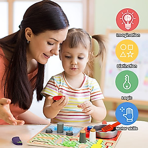 TOY Life Wooden Kitchen Sets for Kids, Wooden Play Food, Wooden Food Toys, Wooden Kitchen Toys, Wooden Play Set, Wooden Puzzles for Toddlers, Toy Cooking Set for Toddlers