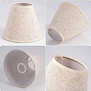 Amorettise 4-Pack Natural Linen Lamp Shades, Drum Lampshades 7.8" Top x 9.8" Bottom x 9.8"High, Small Lampshade Covers Required Assembly for Table Lamp, Bedside Lamp, Spider Fitter, Flaxen