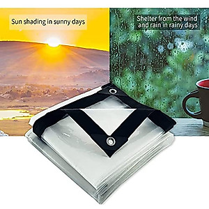 CghhDY Outdoor Clear Tarps Garden Gazebo Curtains Rainproof Weather Curtain Anti-Tear Tarpaulin Side Panels, Customizable (Color : Clear, Size : 10' x 10')