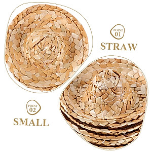MERRYHAPY 8pcs Mini Hat DIY Prop Dollhouse Straw Hats Mini Sun Hat DIY Doll Hat Doll Craft Hats Miniature Doll Hats Dollhouse Miniature Hats Mini Doll Straw Hat Woven Straw Cap Doll Top Hat