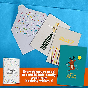 24 Pack Unique Gold Foil Birthday Cards with Envelopes & Stickers | 4x6 Inches Blank Happy Birthday Cards Assortment in Bulk for Family, Kids, Friends, Work & Office Celebrations.