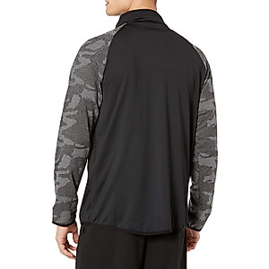 Hickey Freeman Men's Camo Jacquard Sleeve Quarter Zip, Black, XX-Large