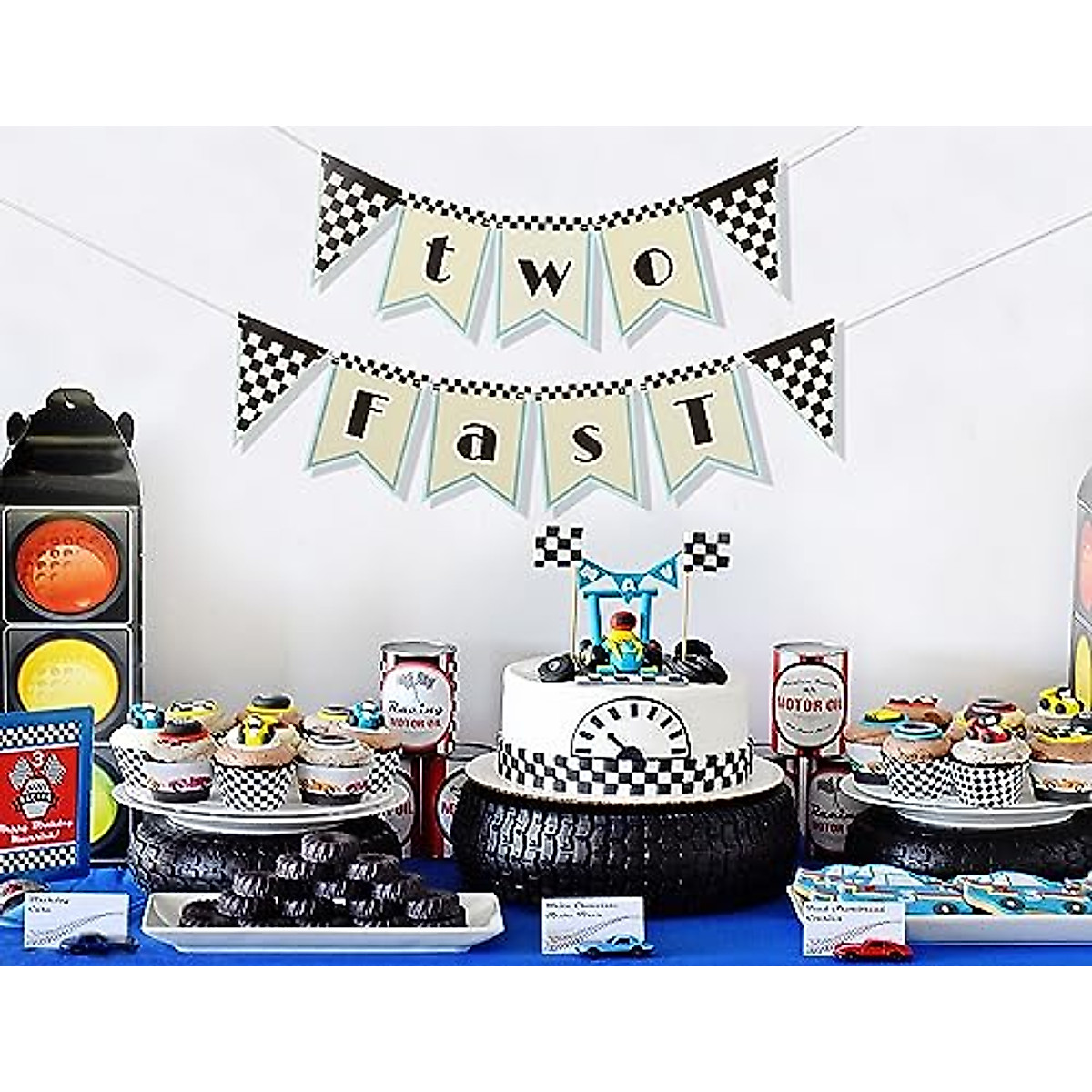Two Fast Birthday Decorations - Two Fast Banner Racing Car Birthday Party Supplies 2nd Birthday Banner
