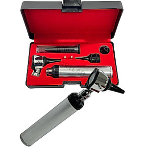 New SYNAMED USA 3.2V Otoscope Set Includes Set of Disposable Specula Adaptor and 3 Sizes of reuseable Specula Plus Hard CaseCase + 2FREE Bulb (CYNAMED Brand