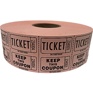 The Ticket Gurus-Raffle Tickets - (4 Rolls of 2000 Double Tickets) 8,000 Total 50/50 Raffle Tickets-(4) Pink Rolls
