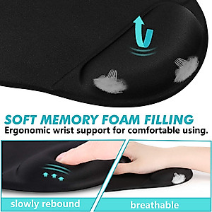 Ergonomic Mouse Pad 3 Pack with Wrist Rest Support, Round Gaming Mousepad with Smooth Surface & Non-Slip Rubber Base for Computer, Laptop, Office, Comfortable Memory Foam for Wrist Cushion