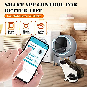 PETNF Self Cleaning Cat Litter Box with App,No More Scooping Automatic Cat Litter Box with Infra-Red Sensor System,Excellent Odor Removal,Ultra-Quiet Electric Kitty Litter Boxes for Multi-Cats