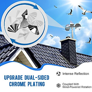 Bird Reflectors Spinning Wind Powered，Bird Scare Reflective Device Keep Bird Pigeon Woodpeckers and Sparrows Away for Outdoor Patio, Yard, Garden, Rooftop and Vegetable Gardens